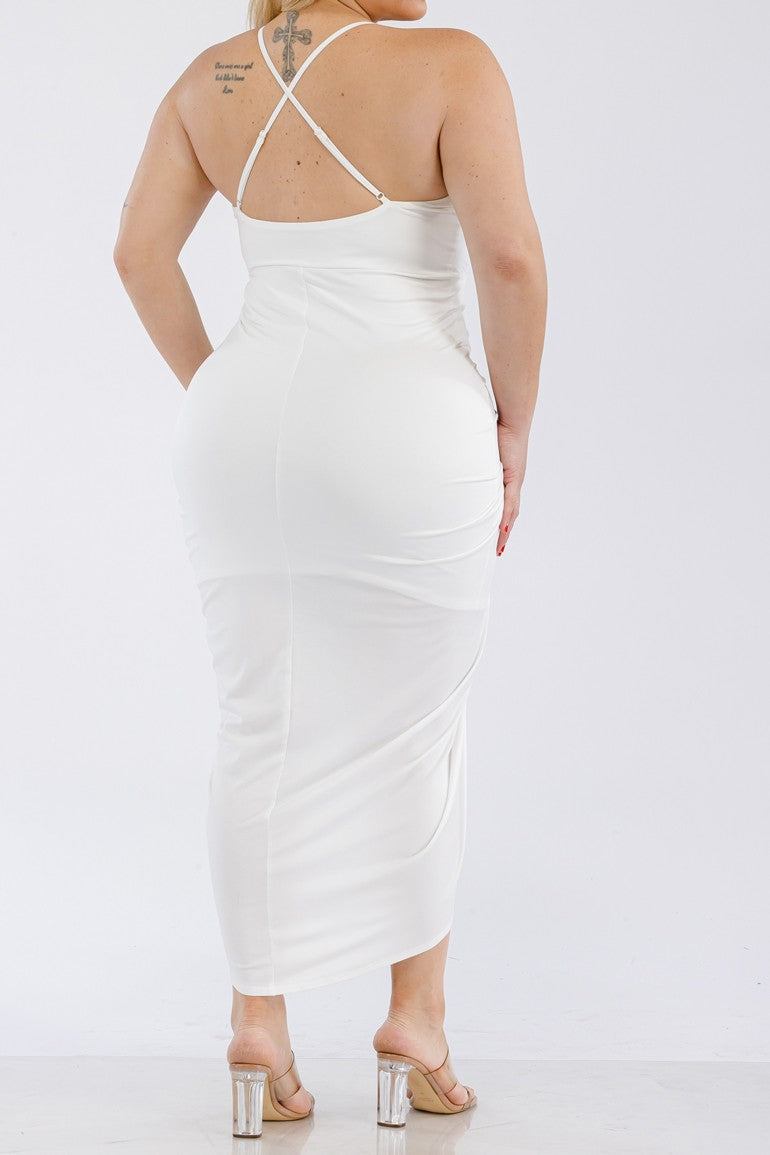 PDD1565, CAMI VENETIAN RUCHED BODYCON DRESS – Dress Day